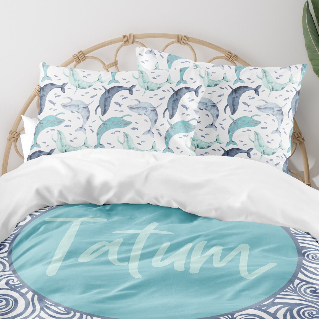 Oh Whale Bedding Set, Ocean Bedroom, Nautical Boys Bedding, Whale ...