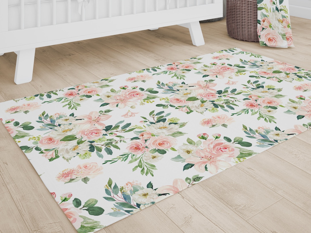 Woodland Floral Rug, Floral Room Decor, Girls Rug, Toddler Girls Room ...