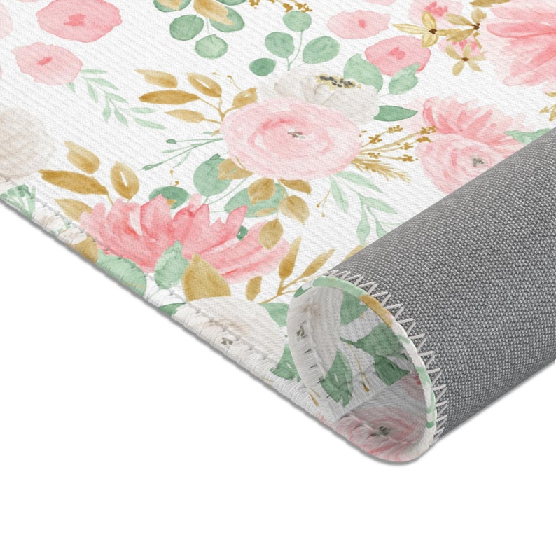 Baby Girl Floral Nursery Rug Girl Nursery Decor Pink Floral - Etsy