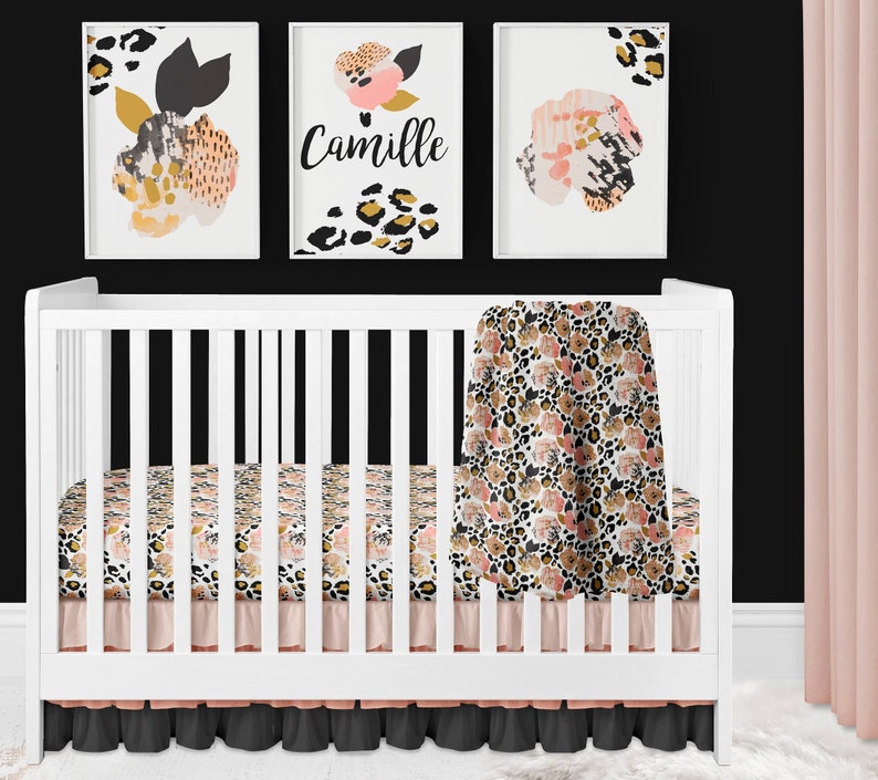Leopard Crib Bedding Baby Girl Nursery Floral Baby Bedding - Etsy