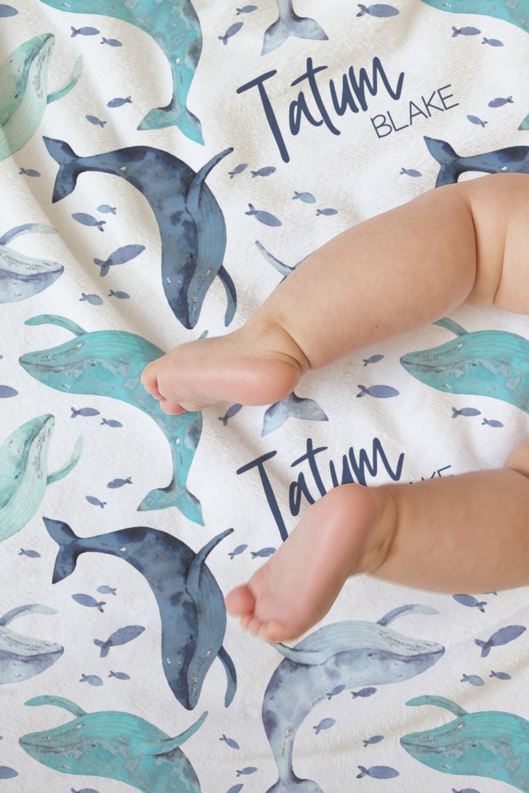 Personalized Baby Blanket, Whale Baby Blanket, Coastal Nursery Decor ...