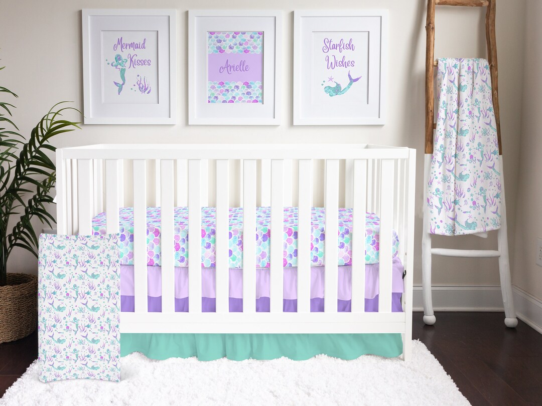 Mermaid Crib Bedding, Baby Girl Nursery Set, Purple and Teal, Mermaid ...