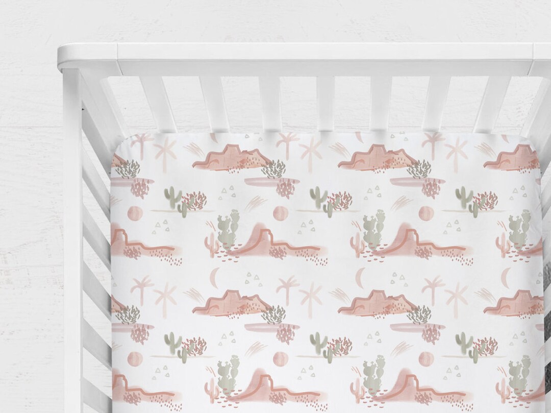 Cactus Crib Sheet, Baby Girl Crib Bedding, Desert Girl Nursery Set ...