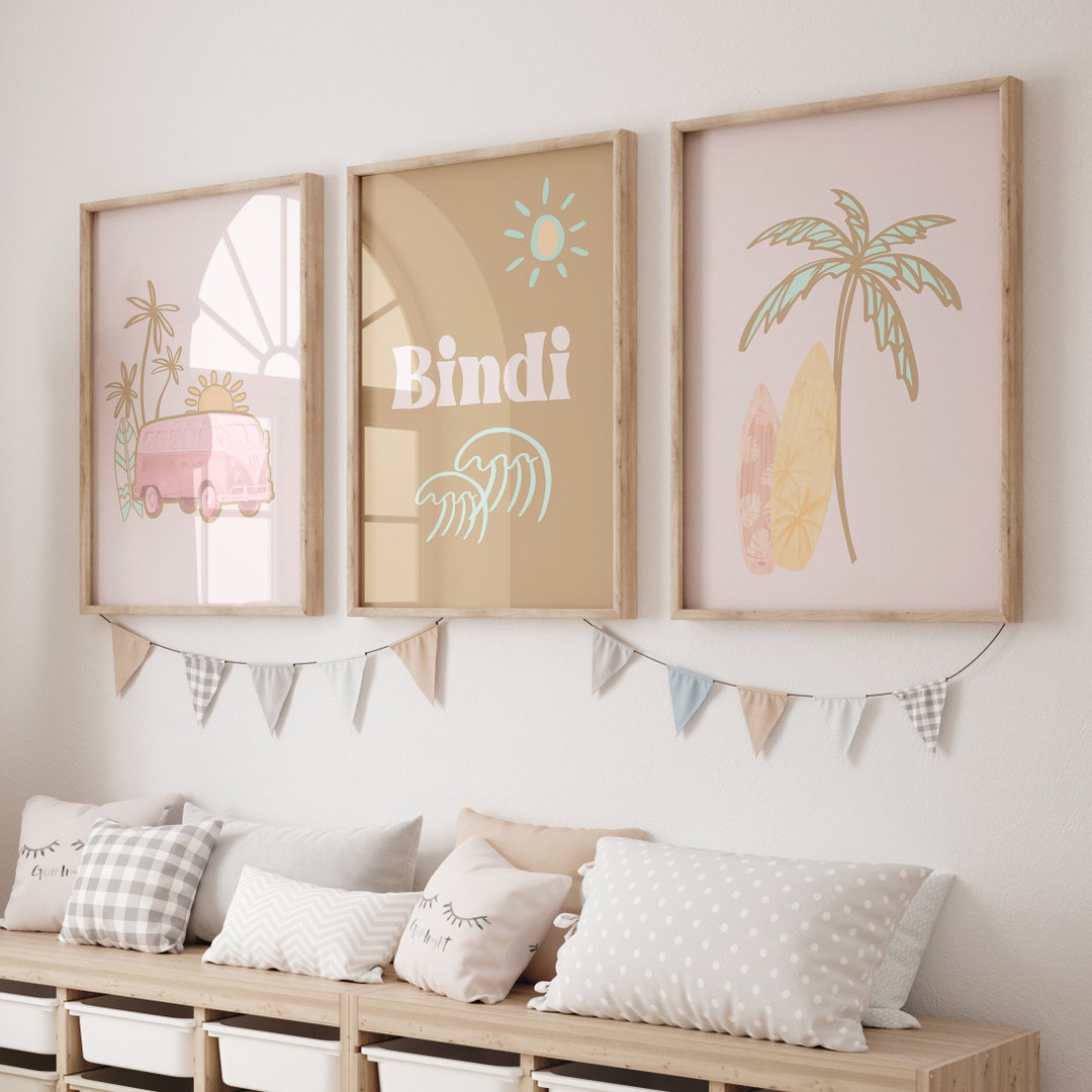 Nursery Wall Art, Boho Surfer Girl Nursery Decor, Baby Girl Shower Gift ...