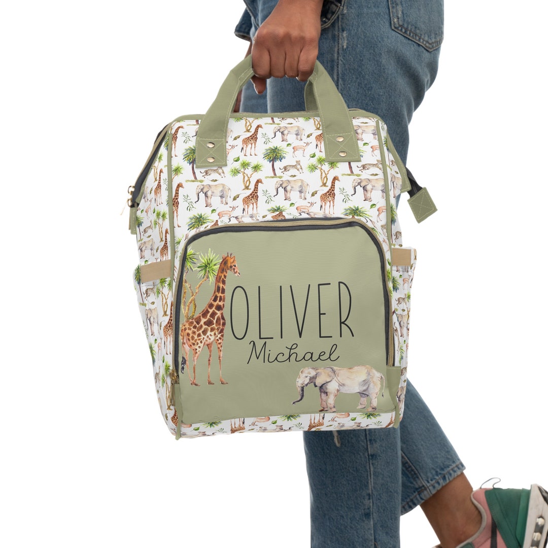 Personalized Diaper Bag, Backpack, Baby Boy, Safari Nursery Decor, Baby ...