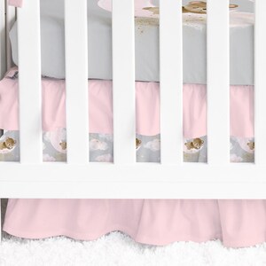Pink and Gray Baby Girl Crib Bedding Set, Teddy Bear Nursery Bedding ...