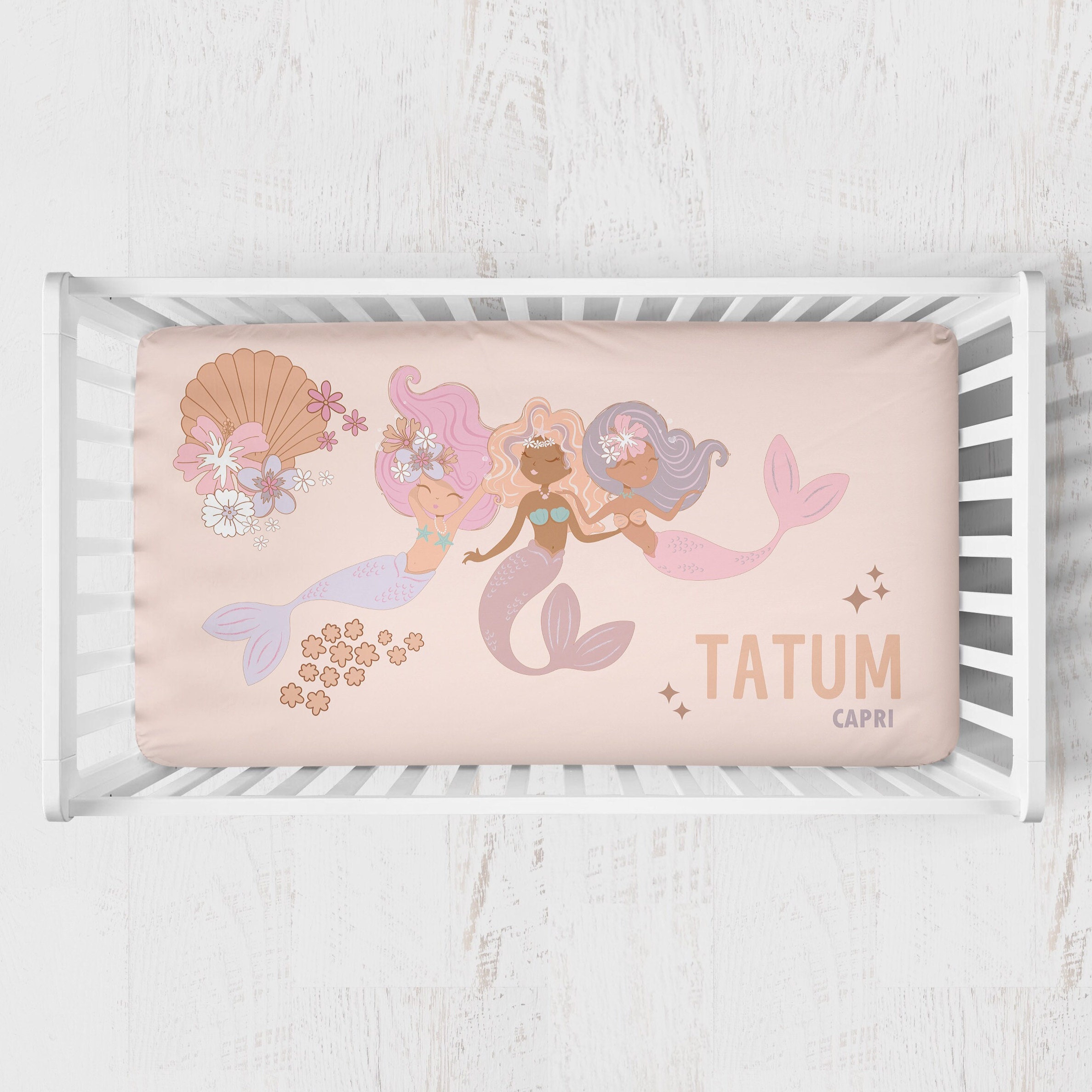 Mermaid Crib Bedding Set for Your Boho Baby Girl Nursery | Personalized ...