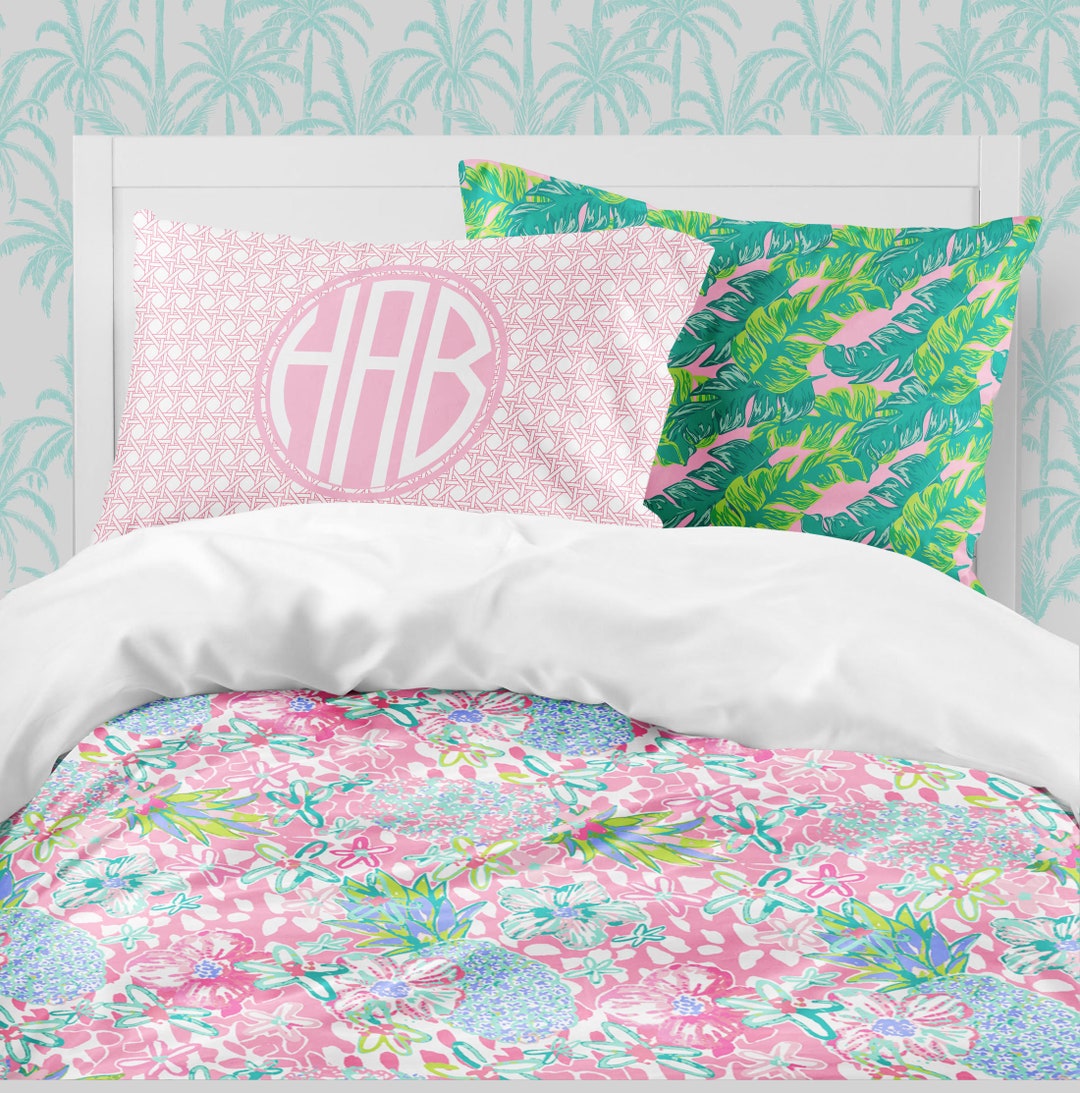 Tropical Bedding Set: Preppy Floral Comforter or Duvet Cover - Etsy