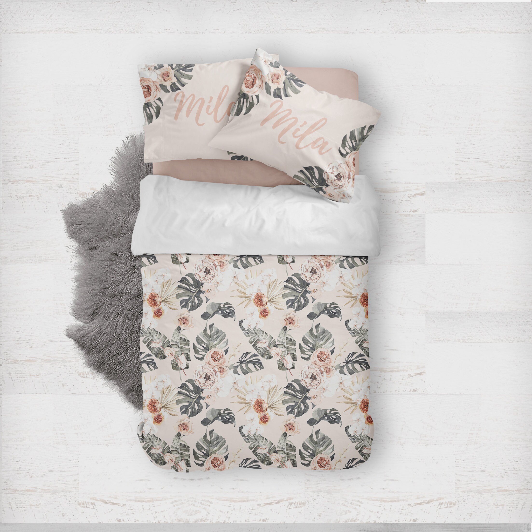 Tropical Floral Bedding Set Boho Girls Room Hawaiian Kid | Etsy