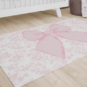Pink Bow Nursery Rug for Your Granny Chic Baby Girl Nursery or Girls ...