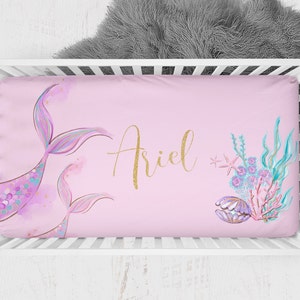 Mermaid Crib Bedding, Baby Girl Nursery Set, Purple Baby Bedding ...
