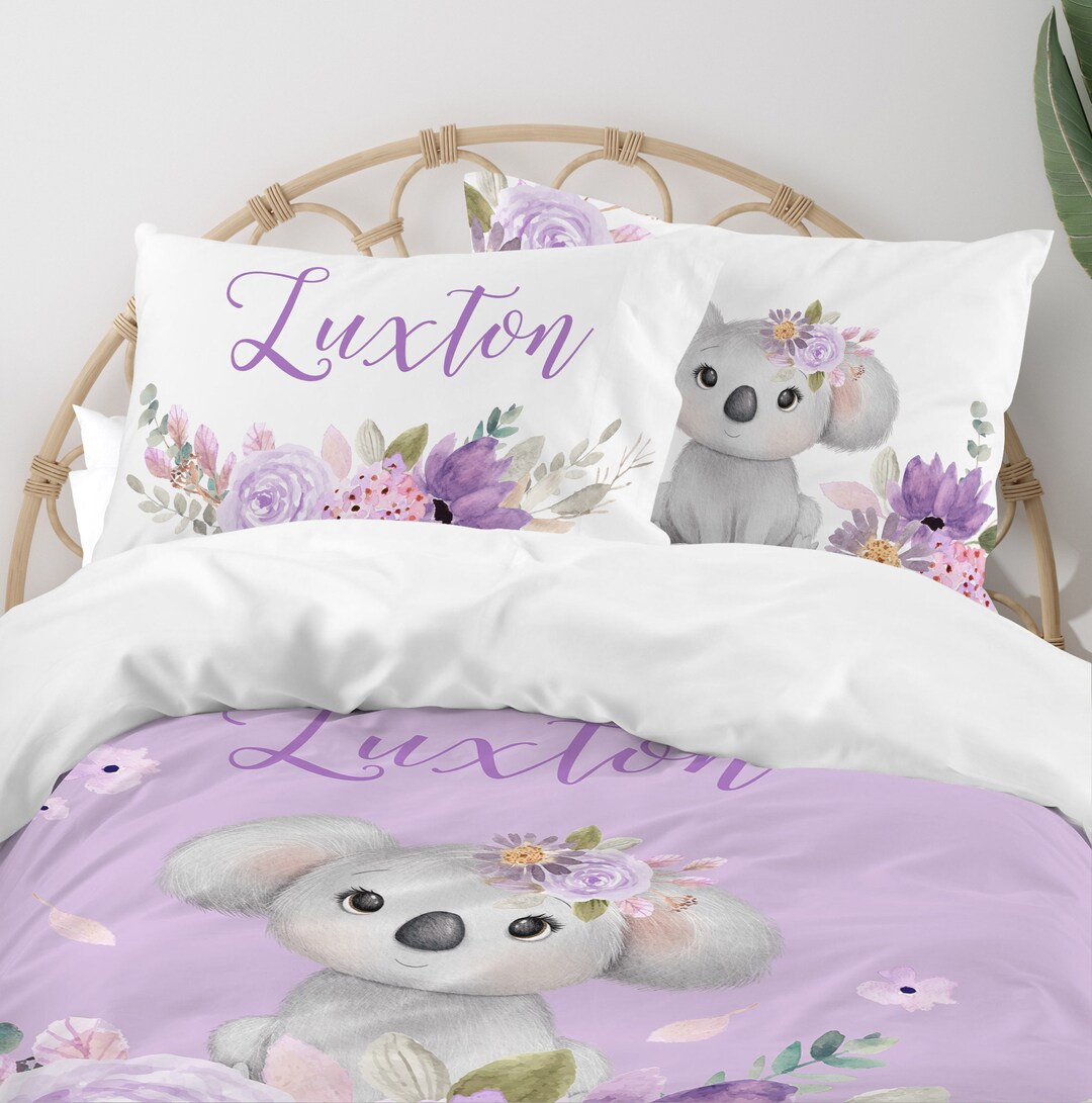 Koala Bedding for Girls Room, Purple Floral, Comforter, Duvet Cover ...