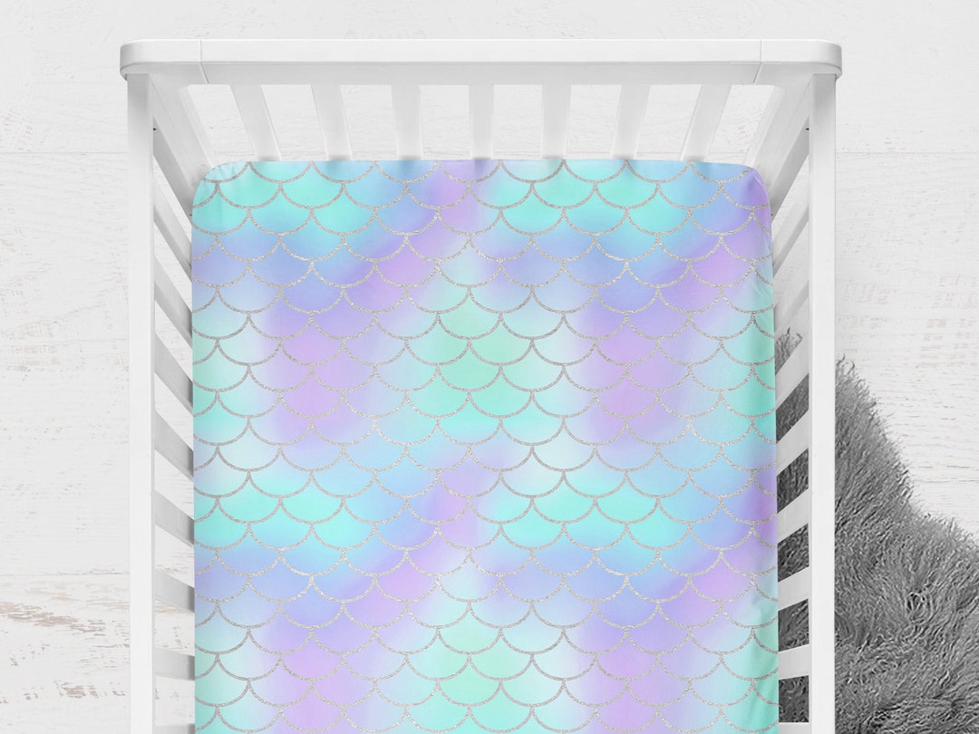 Baby Girl Nursery, Mermaid Crib Bedding, Crib Sheet, Mermaid Scales ...