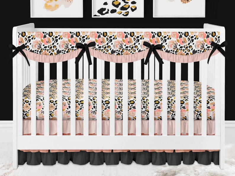 Leopard Floral Wall Art Leopard Girl Crib Bedding Nursery - Etsy