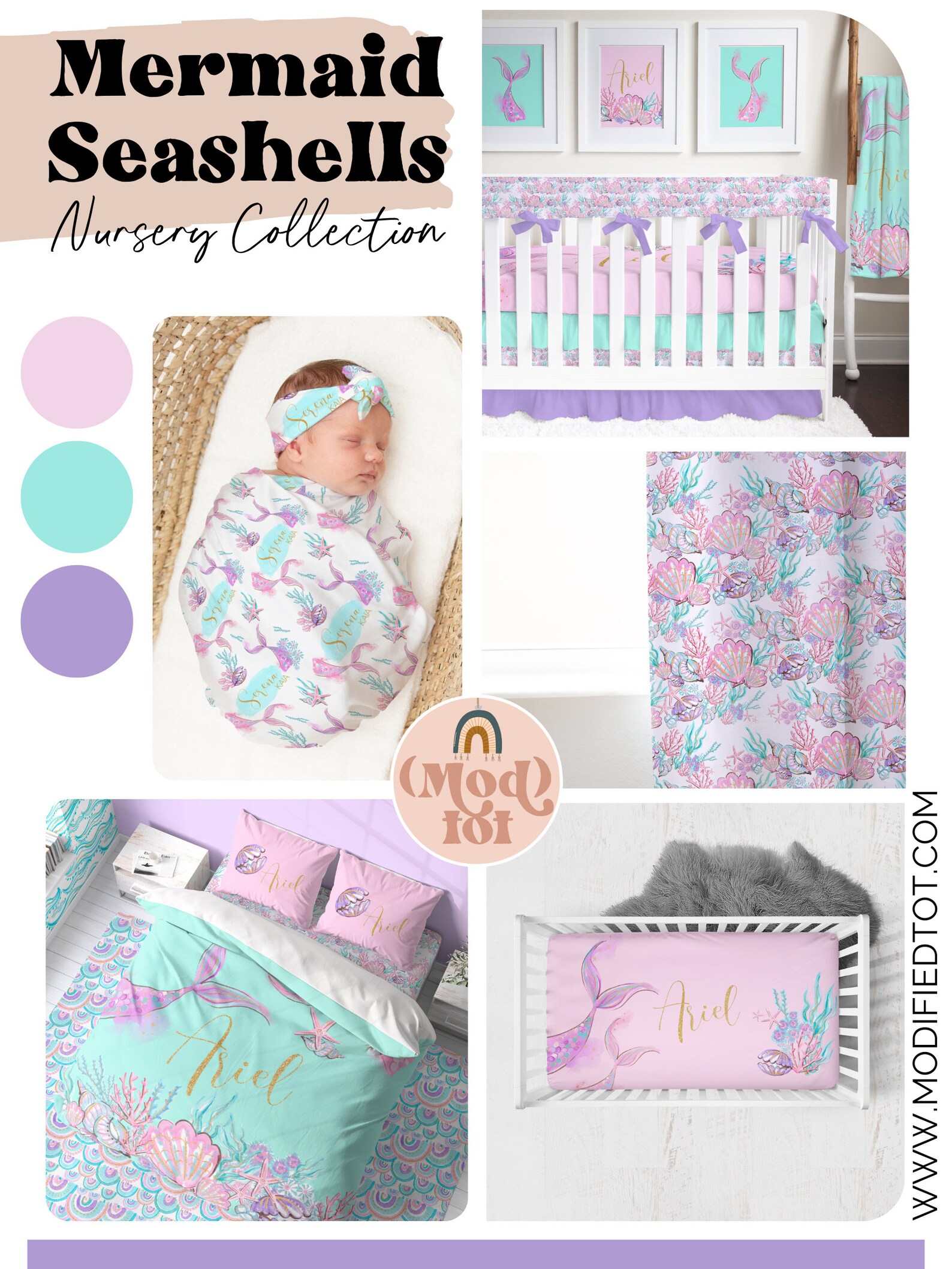 Mermaid Seashell Baby Shower Welcome Sign, Personalized Girl Baby ...