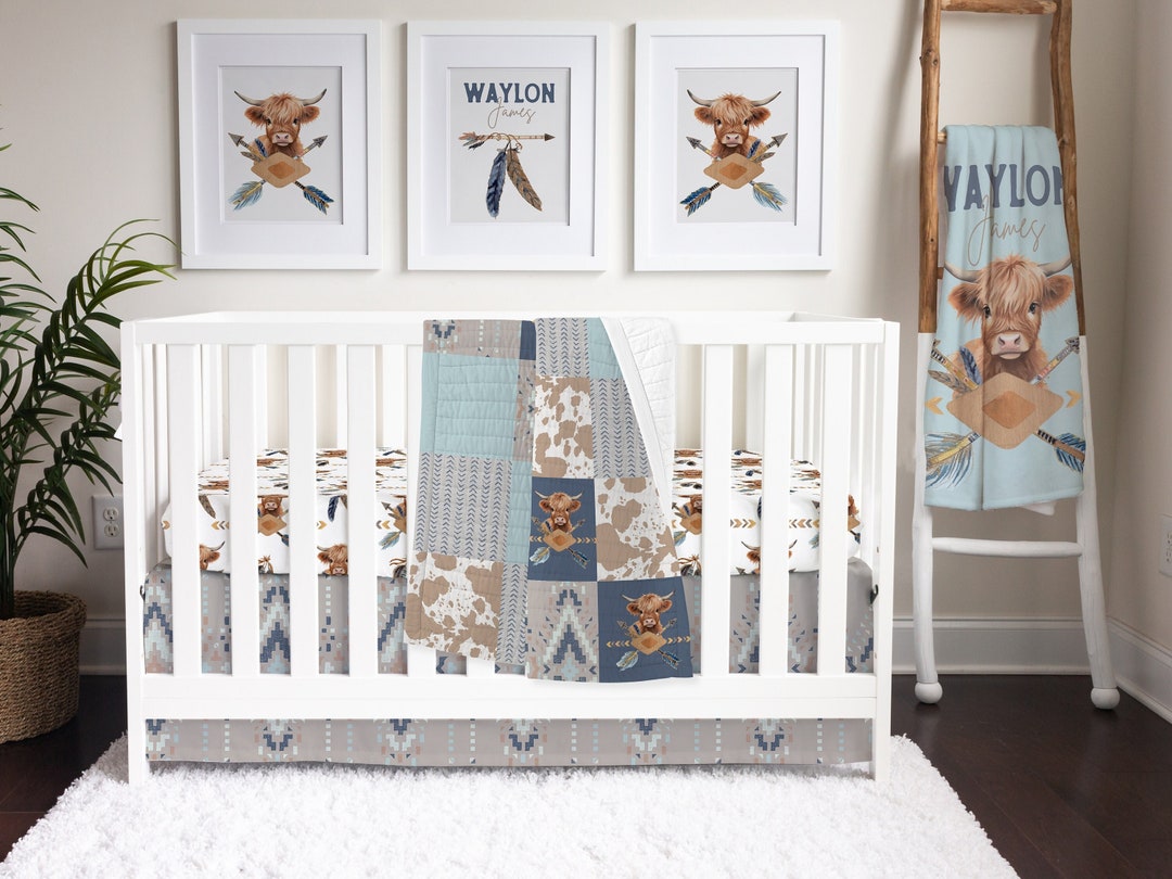 Highland Cow Baby Boy Crib Bedding Set: Western Nursery Decor - Etsy
