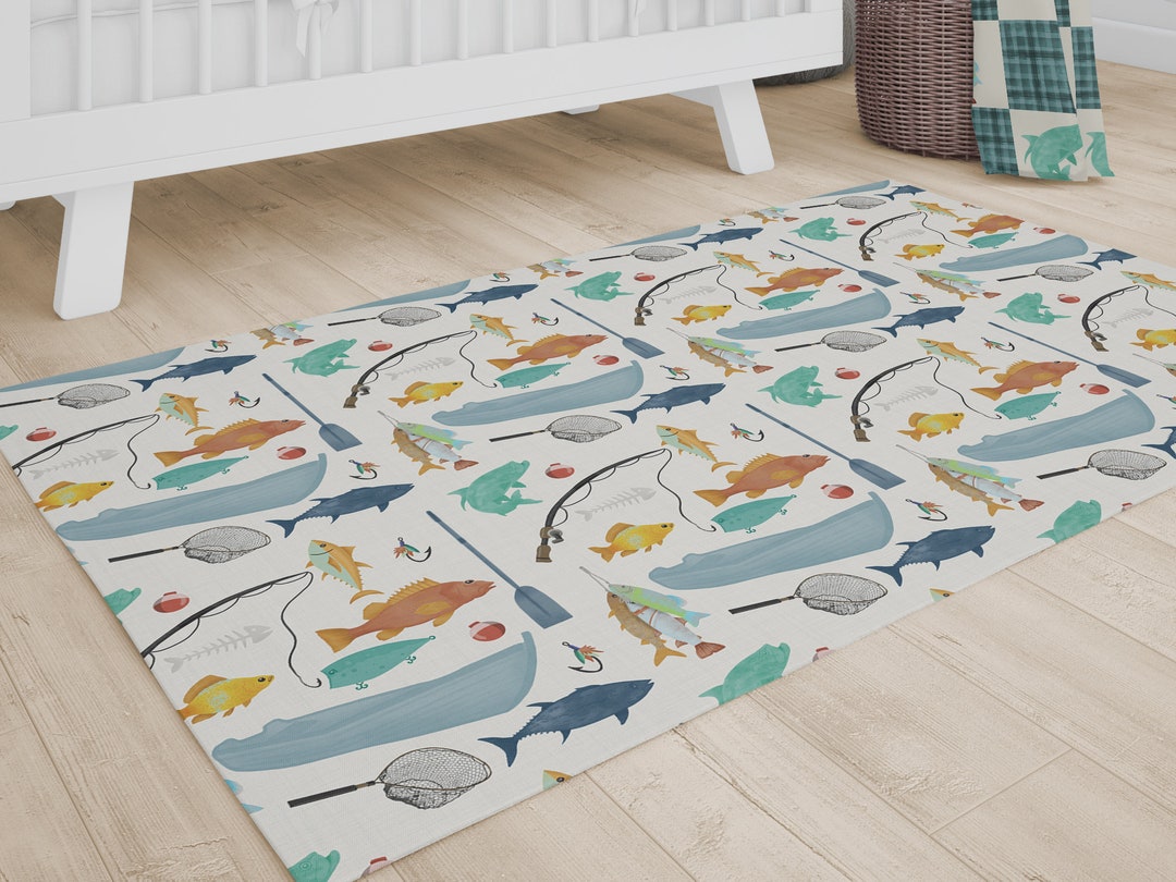 Fishing Rug, Fisherman Room Decor, Boy, Toddler Boy Room, Nursery Rug ...