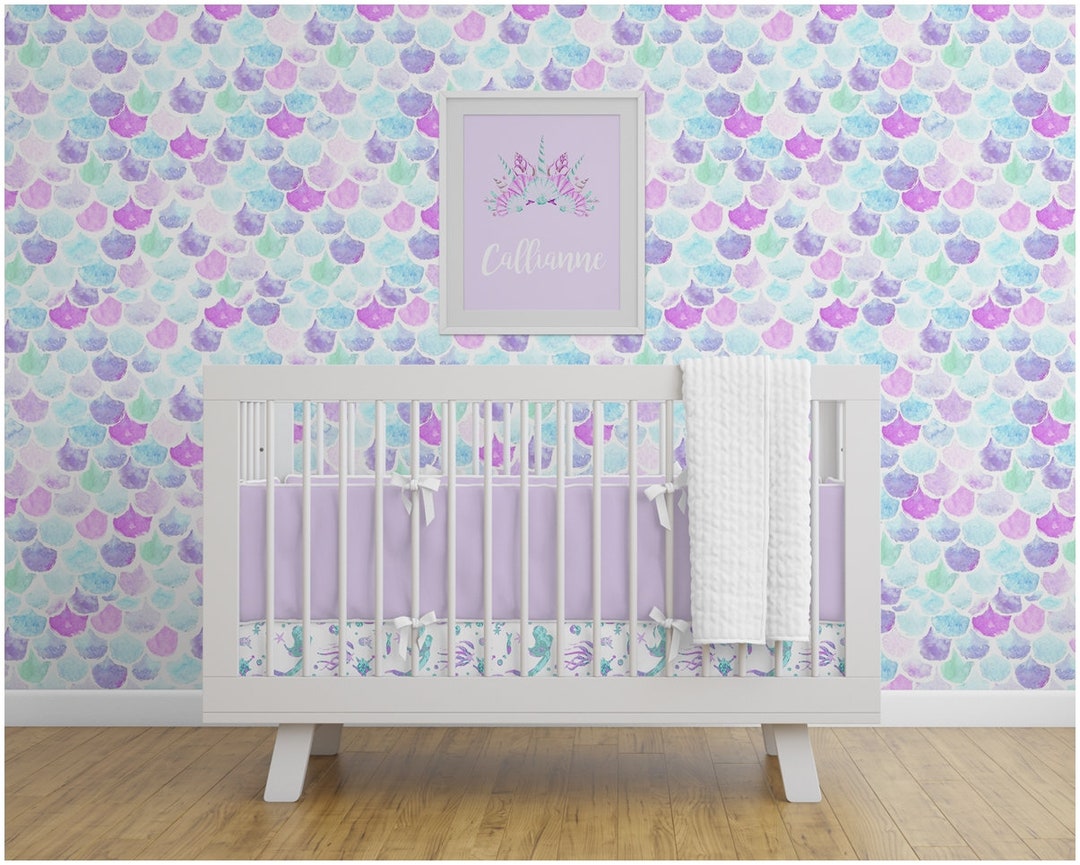 Mermaid Nursery, Wallpaper, Removable, Peel and Stick, Mermaid Crib ...