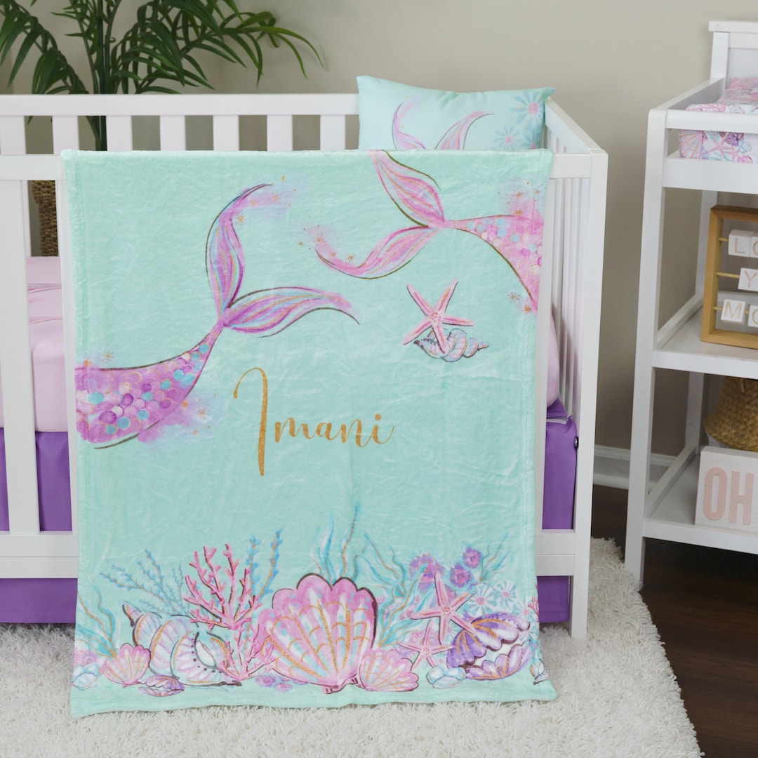 Girl Crib Bedding, Mermaid Baby Blanket, Mermaid Tail Nursery Decor ...