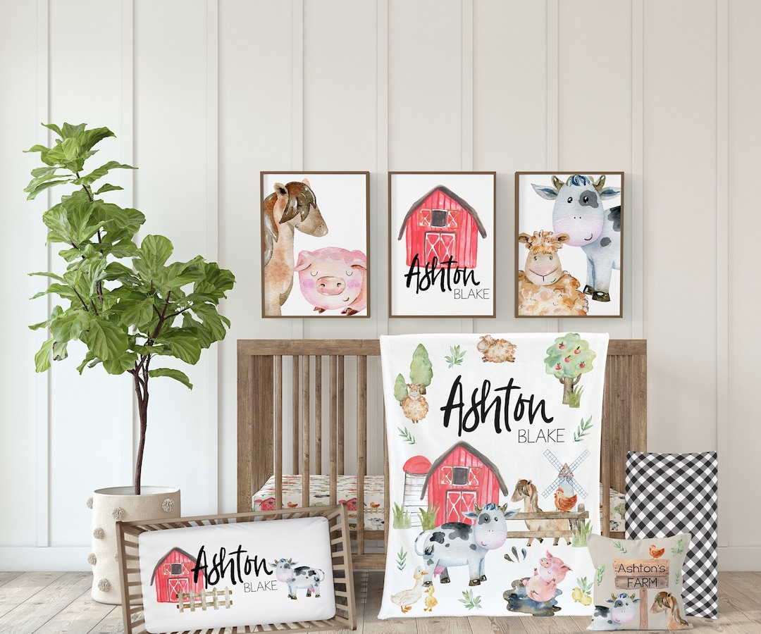 Farm Crib Bedding, Farm Baby Nursery Decor, Farm Animals, Boy Crib ...