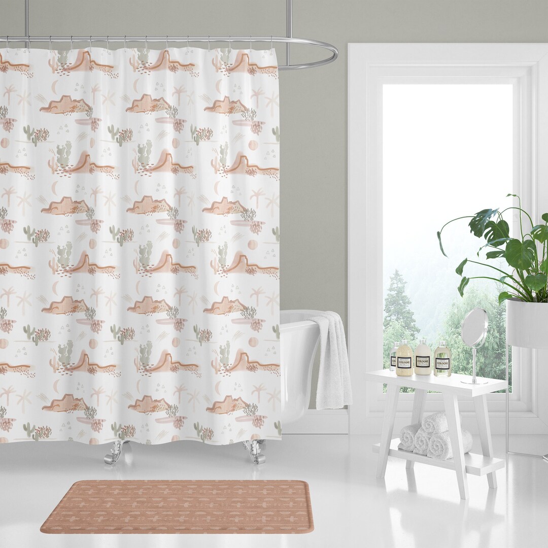 Desert Shower Curtain, Cactus Bathroom Decor, Boy Bathroom, Boho ...