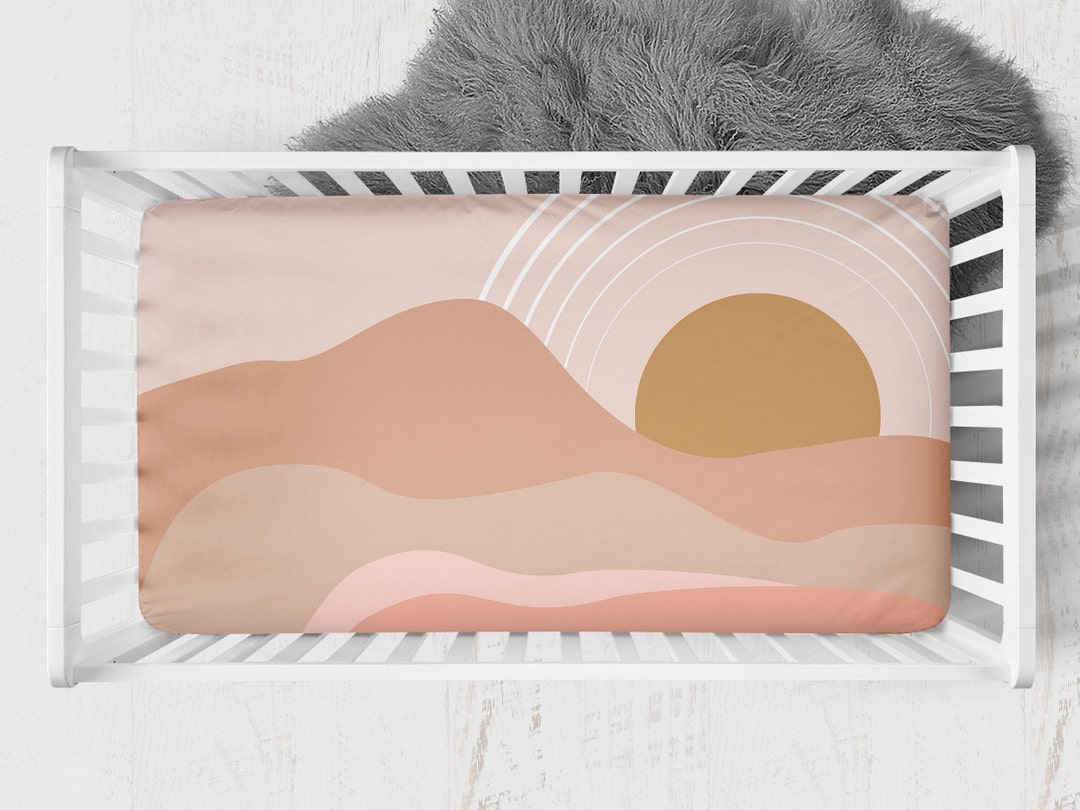 Boho Crib Sheet, Baby Girl Bedding Set, Desert Sunset Nursery Decor ...