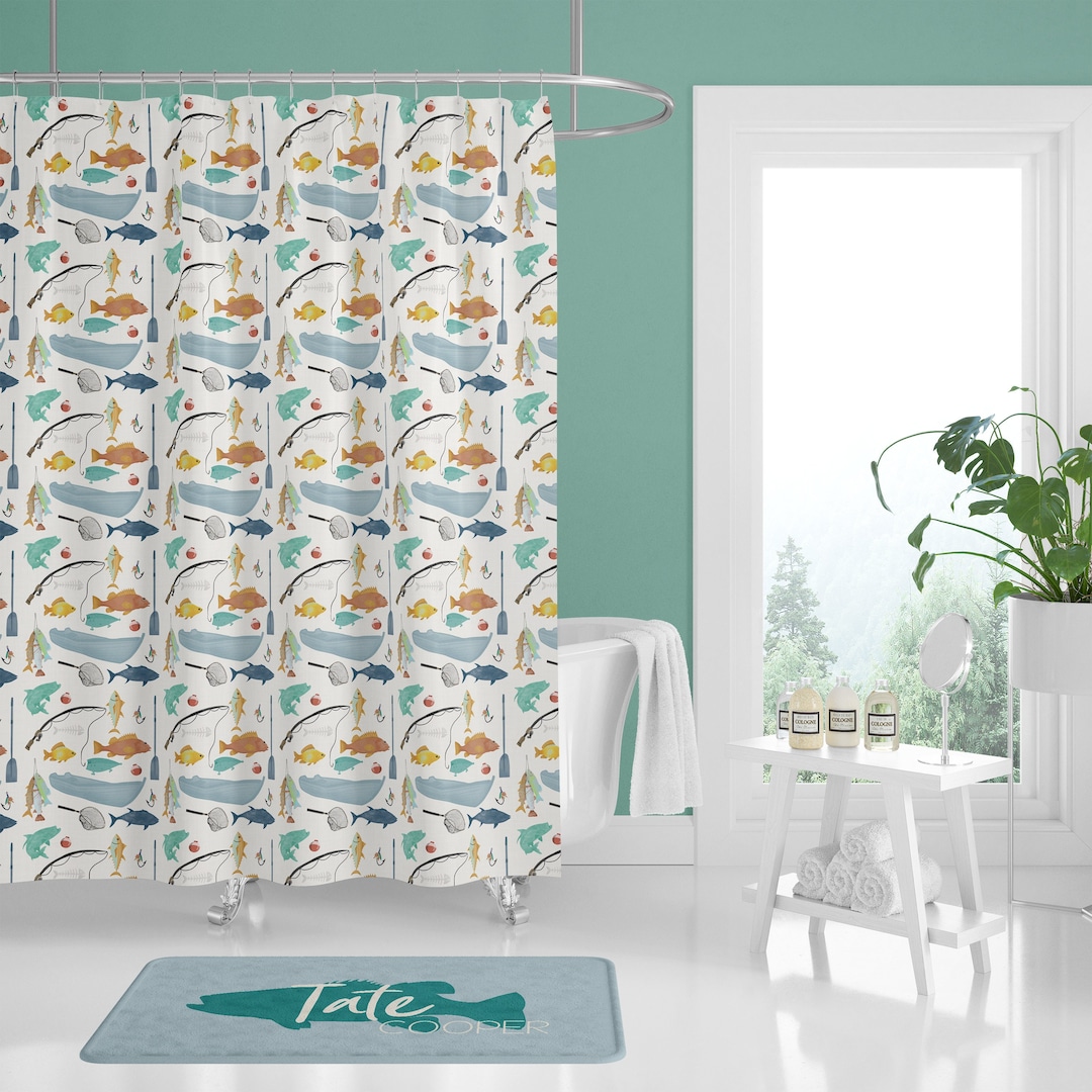 Fishing Bathroom Decor, Boys Room Shower Curtain, Fishing Bathroom ...