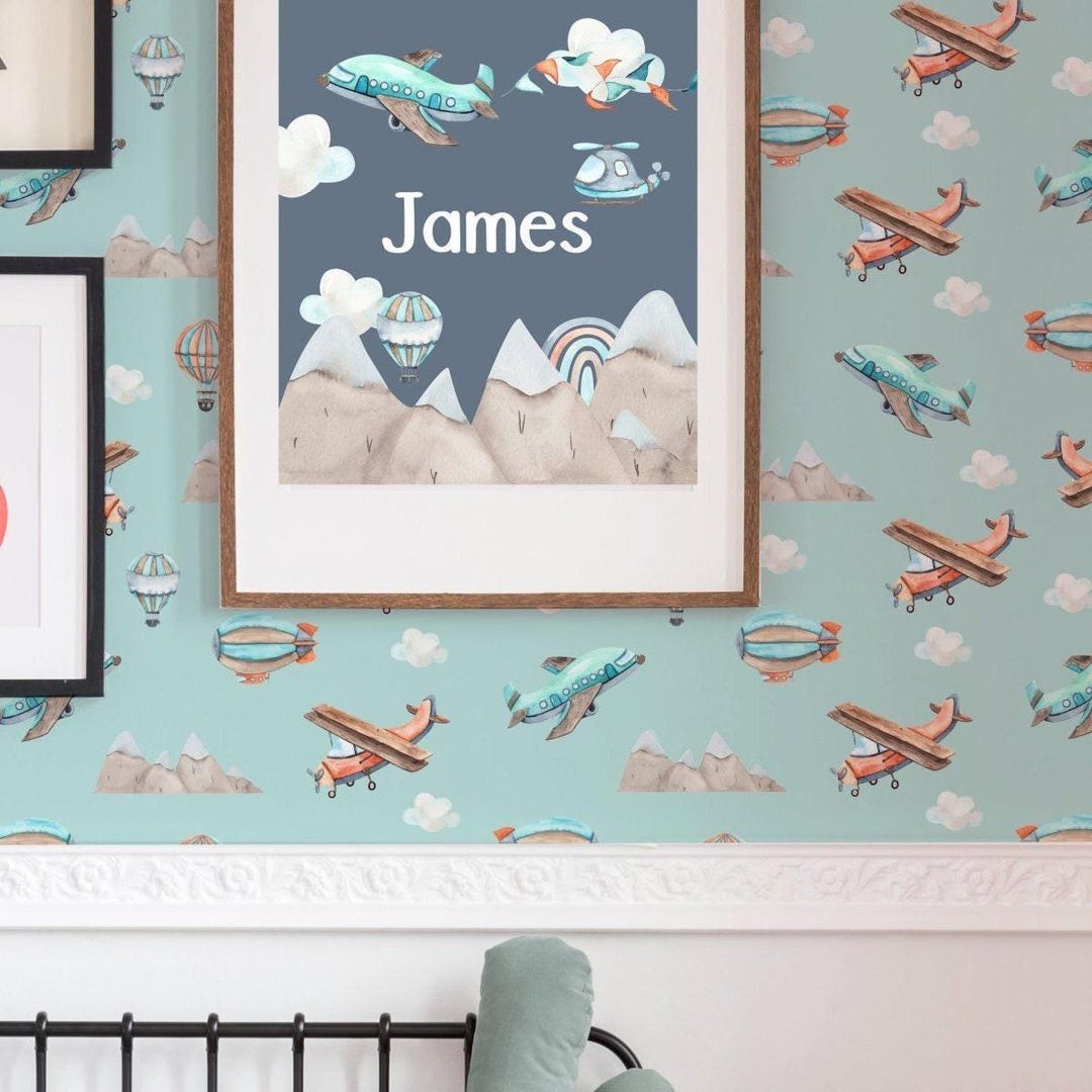 Airplane Wallpaper, Adventure Removable Wallpaper, Mountain, Peel Stick ...