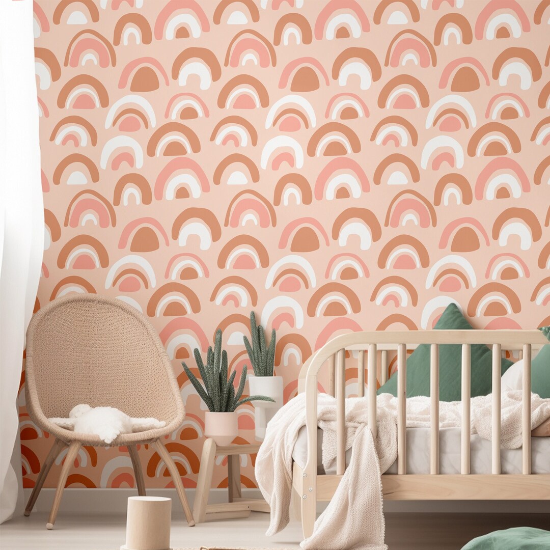 Boho Rainbow Peel and Stick Wallpaper for Baby Girl Nursery or Teen ...