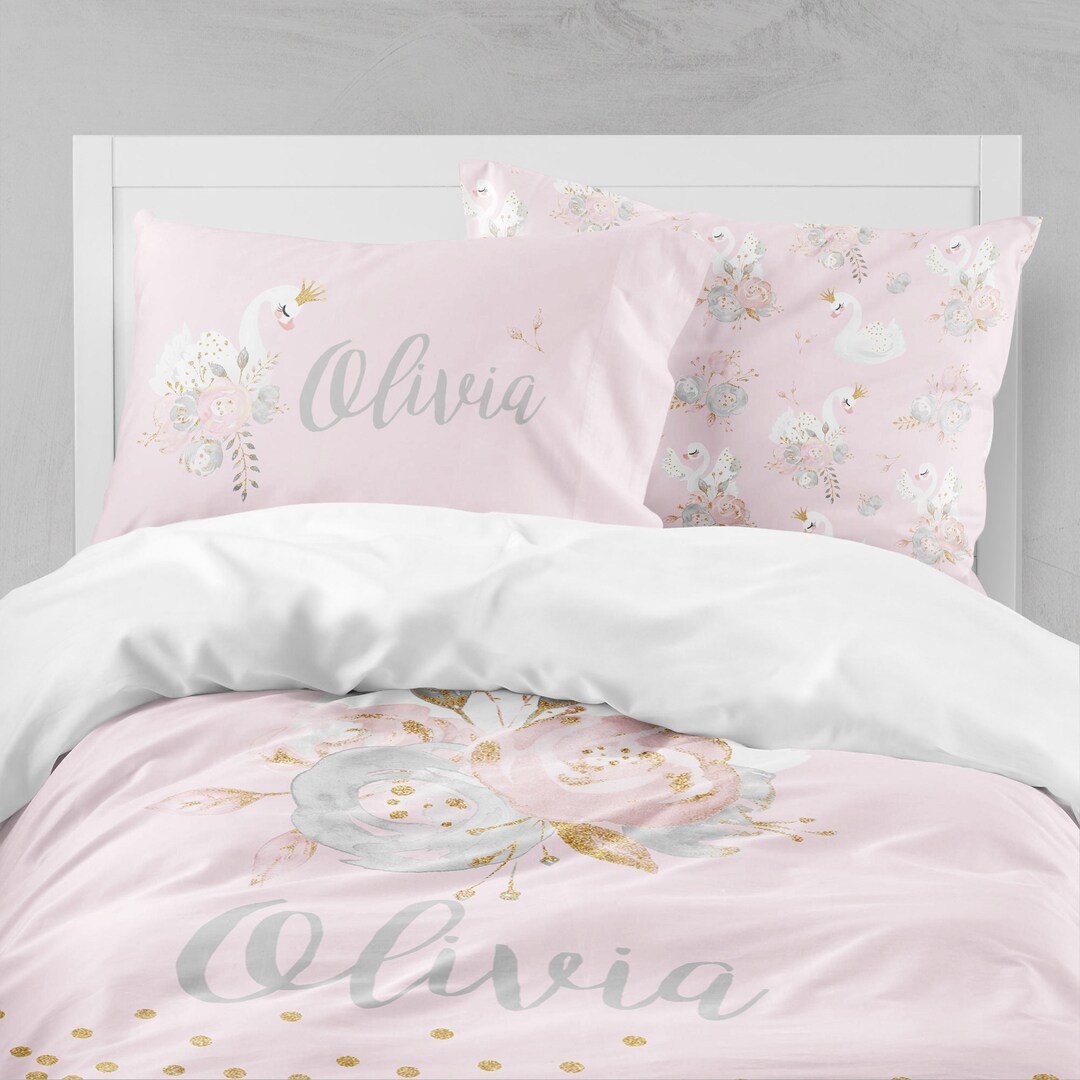 Girl Bedding, Swan Girls Room, Twin Duvet Covers, Toddler Comforter ...
