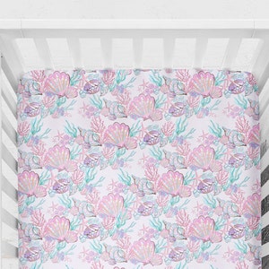 Baby Girl Crib Bedding Set, Mermaid Nursery Bedding, Seashell Baby ...