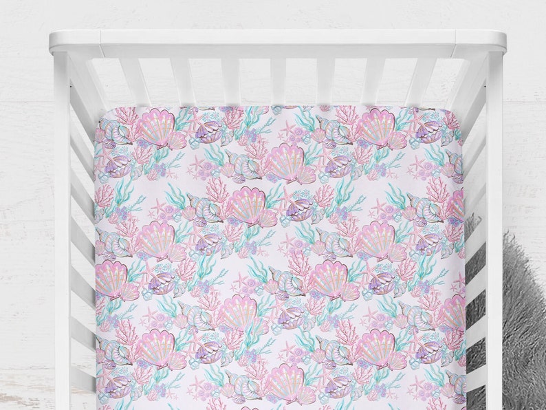 Baby Girl Crib Bedding Set Mermaid Nursery Bedding Seashell - Etsy