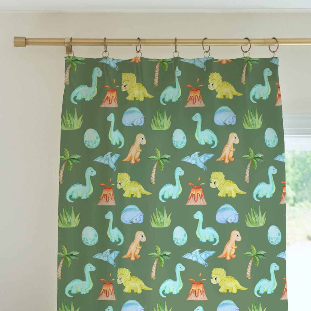 Dino Room Curtains, Dinosaur Nursery Decor, Boy Nursery Decor, Blackout ...