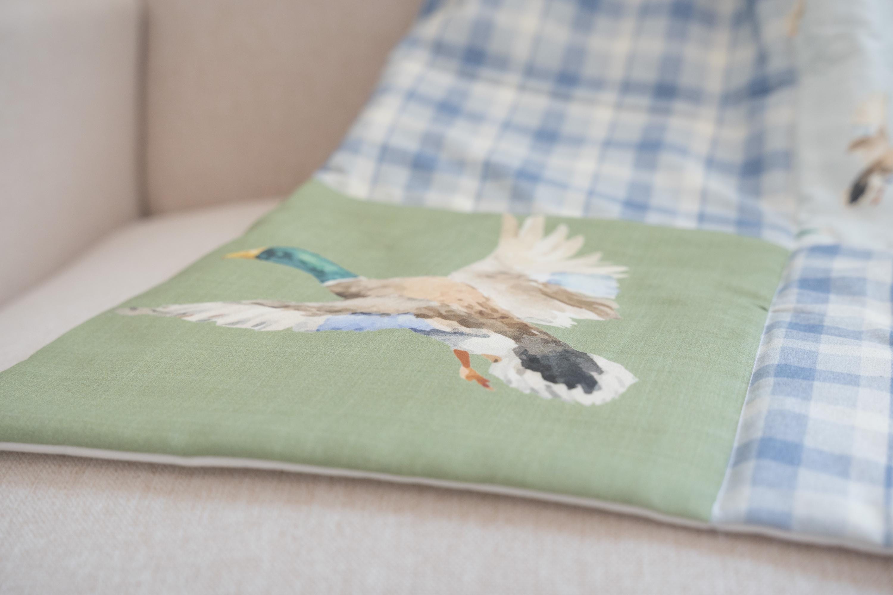 Baby Boy Crib Quilt, Duck Hunting, Organic Cotton, Plaid, Green and ...