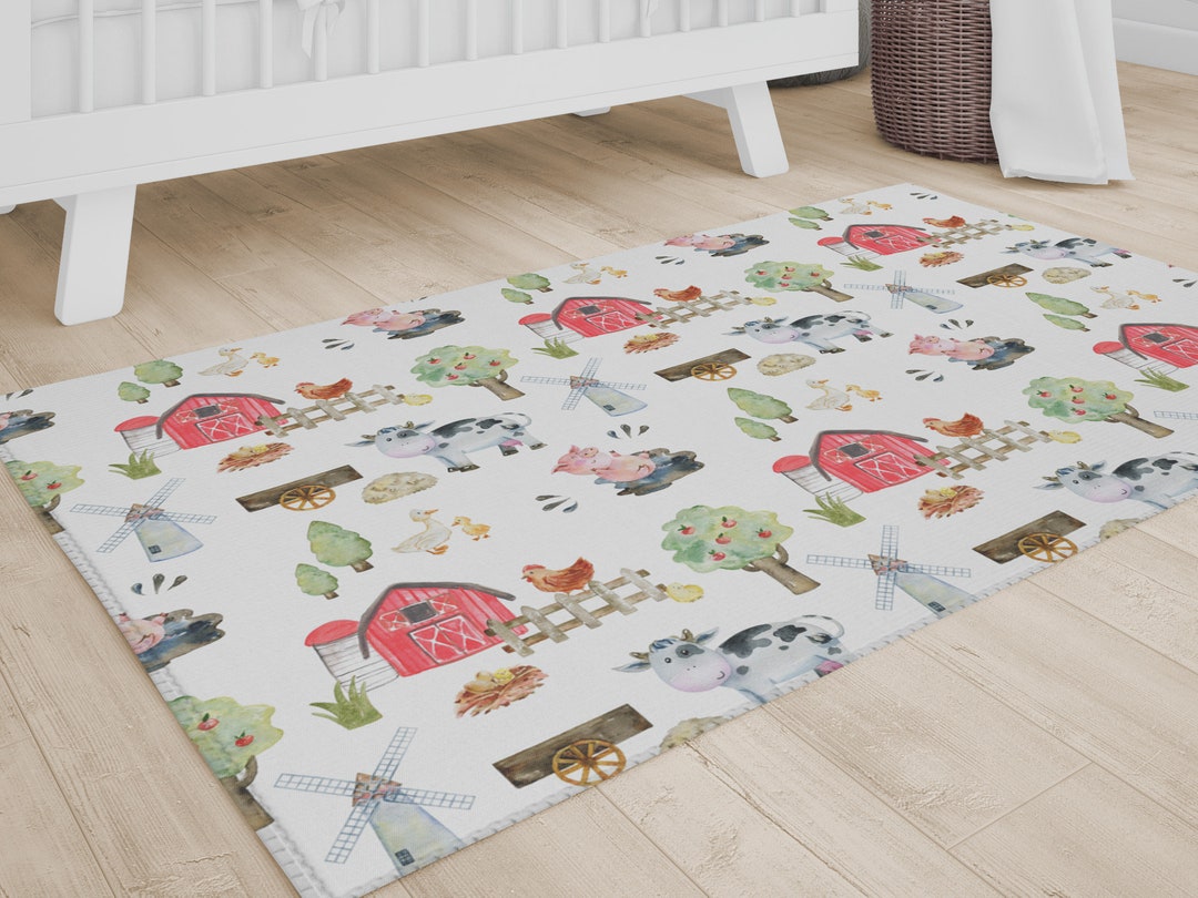 Farm Area Rug, Farm Room Decor, Farm Animal Baby Rug, Toddler Boy Room ...