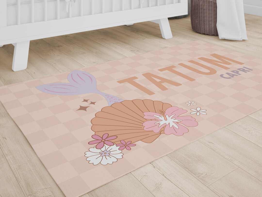 Boho Baby Girl Mermaid Nursery Rug, Ocean, Coastal, Ocean Nursery Decor ...