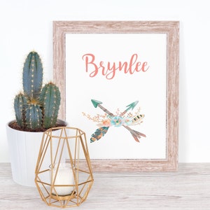 Boho Nursery Wall Art, Tribal Baby Girl Nursery Decor, Personalized ...