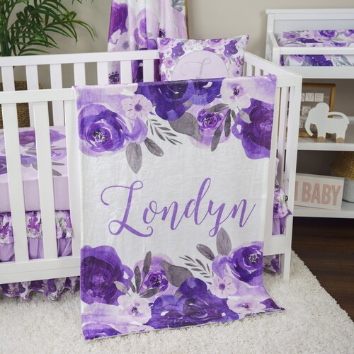 Purple Floral Crib Sheet Floral Girl Crib Bedding Floral - Etsy