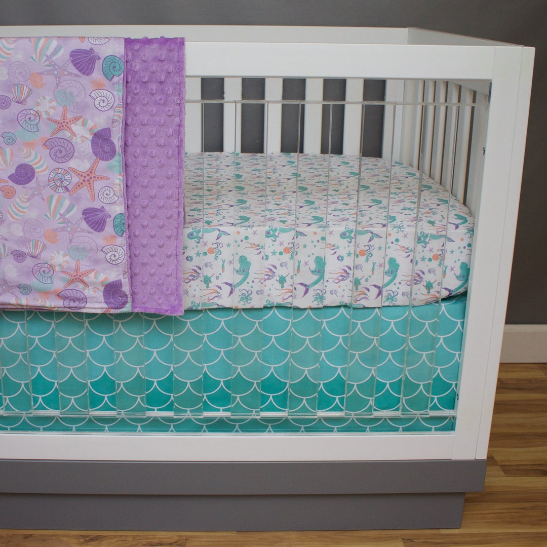 Crib Bedding, Mermaid Baby Bedding, Mermaid Crib Set, Mermaid Blanket ...