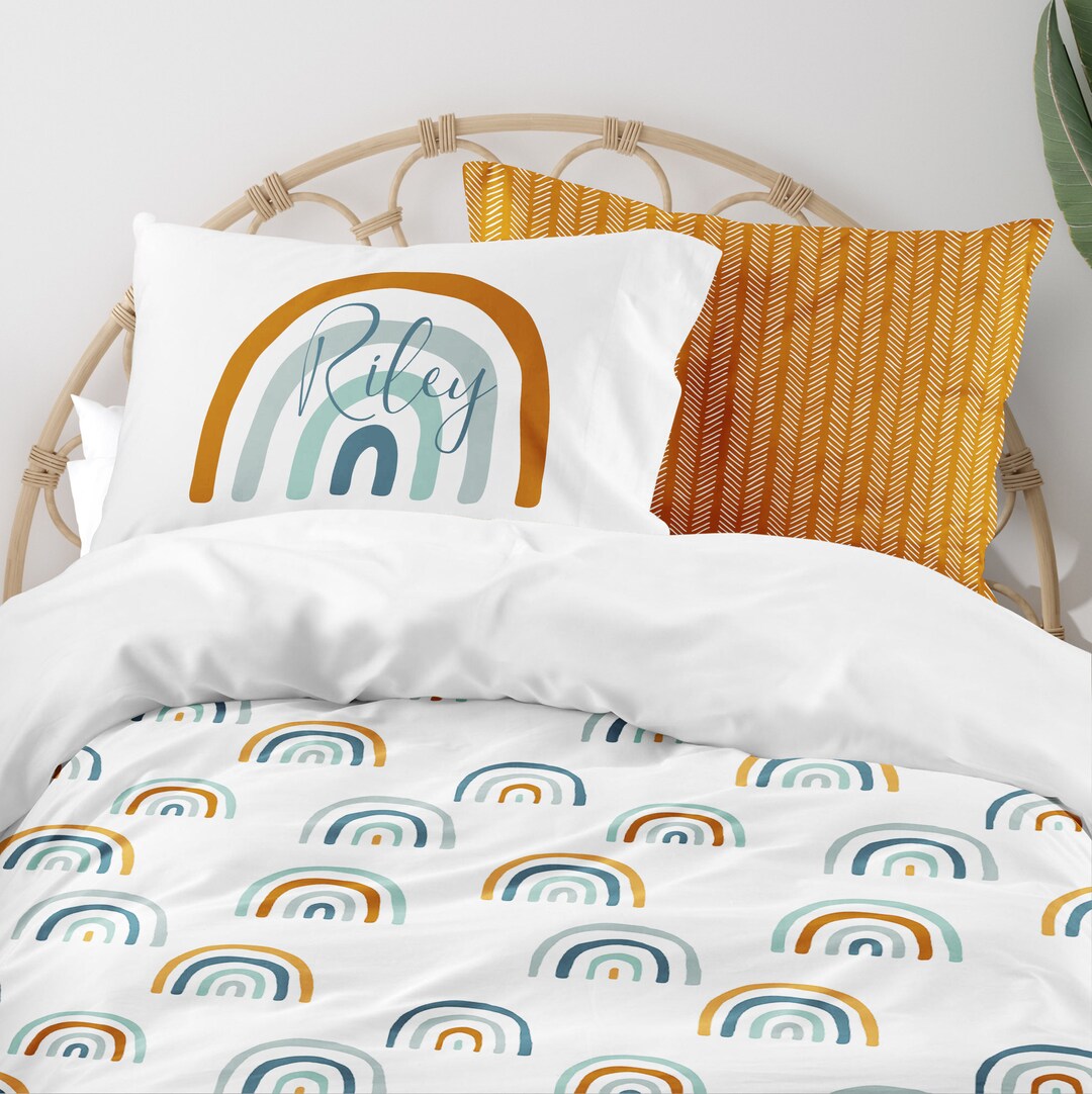 Boho Rainbow Bedding Set, Rainbow Bedroom, Boho Boys Bedding, Rainbow ...