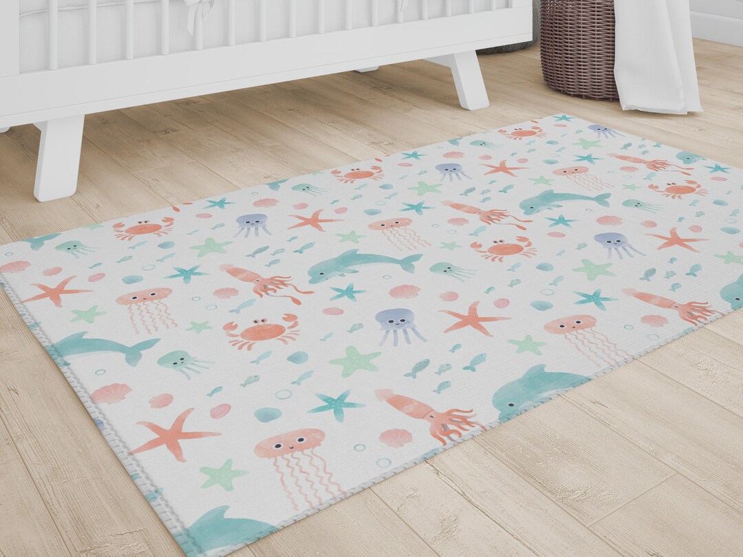 Under the Sea Rug, Room Decor, Baby Rug, Toddler, Nursery Rug, Neutral ...