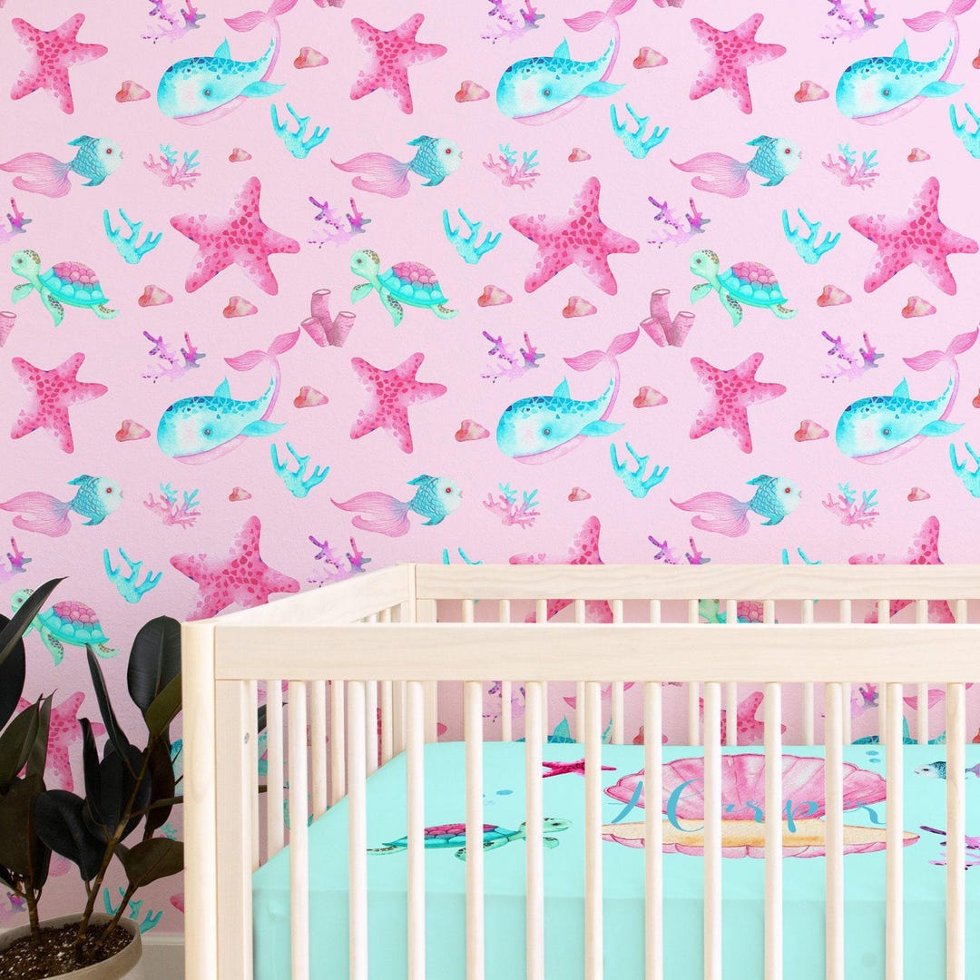 Ocean Girl Wallpaper, Seashell Removable Wallpaper, Seashell, Peel and ...