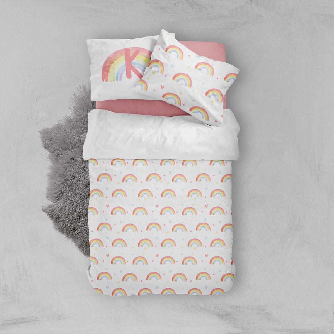 Rainbow Bedding Girls Room Bedding Set Shared Room Toddler | Etsy