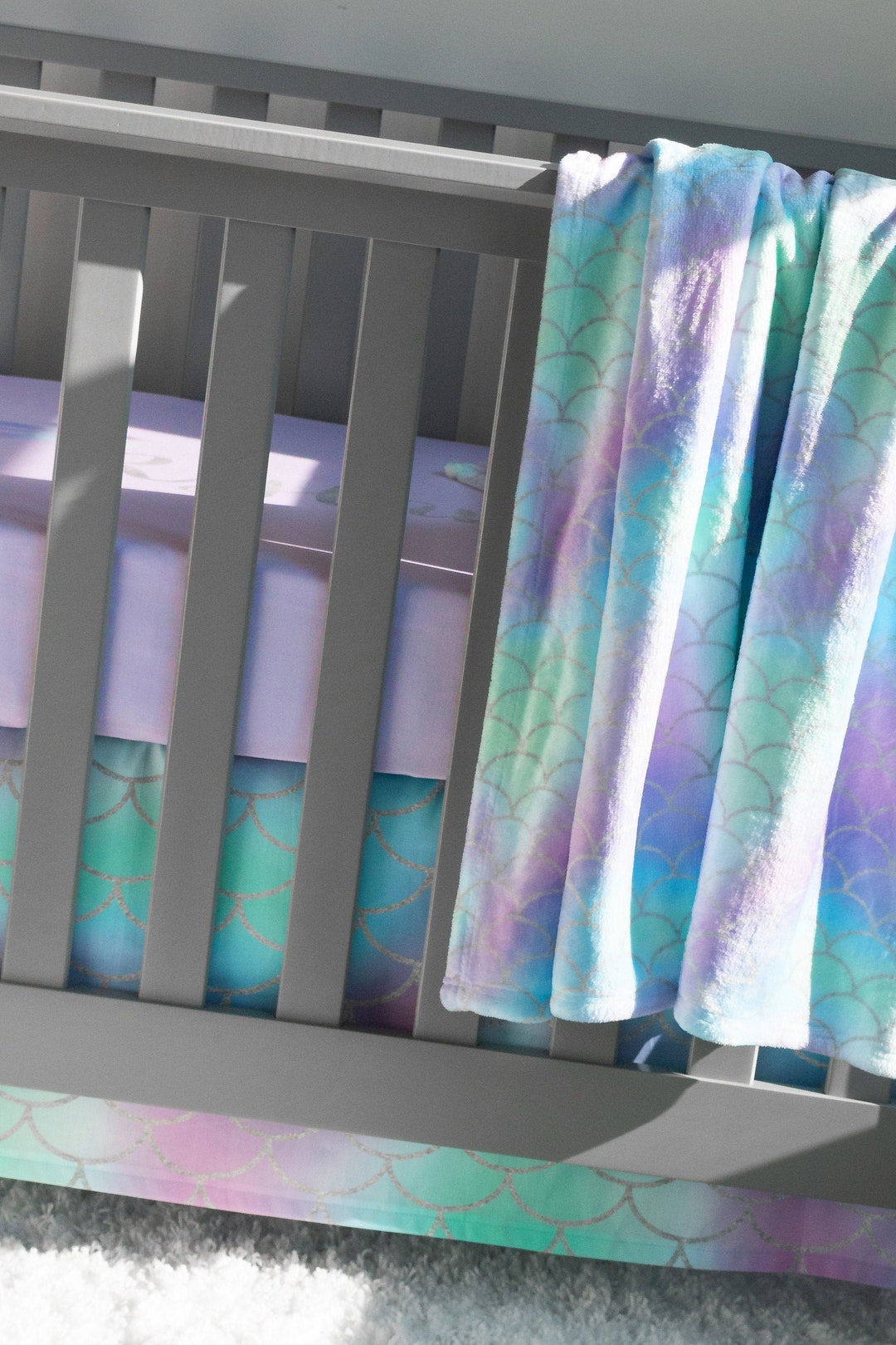 Mermaid Crib Bedding, Baby Girl Nursery, Baby Bedding, Purple, Aqua ...