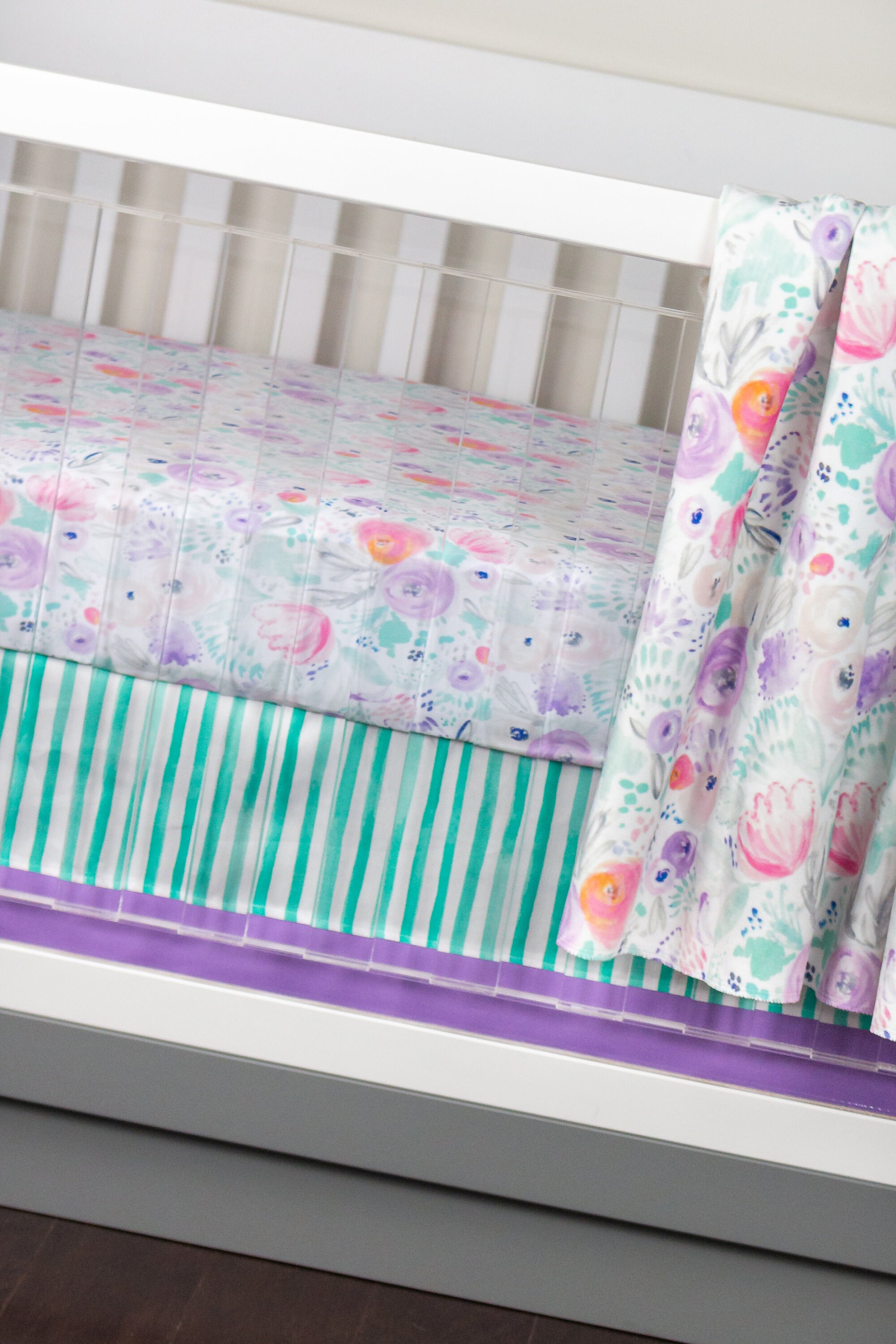 Floral Baby Bedding Girl Crib Bedding Set Purple Teal | Etsy