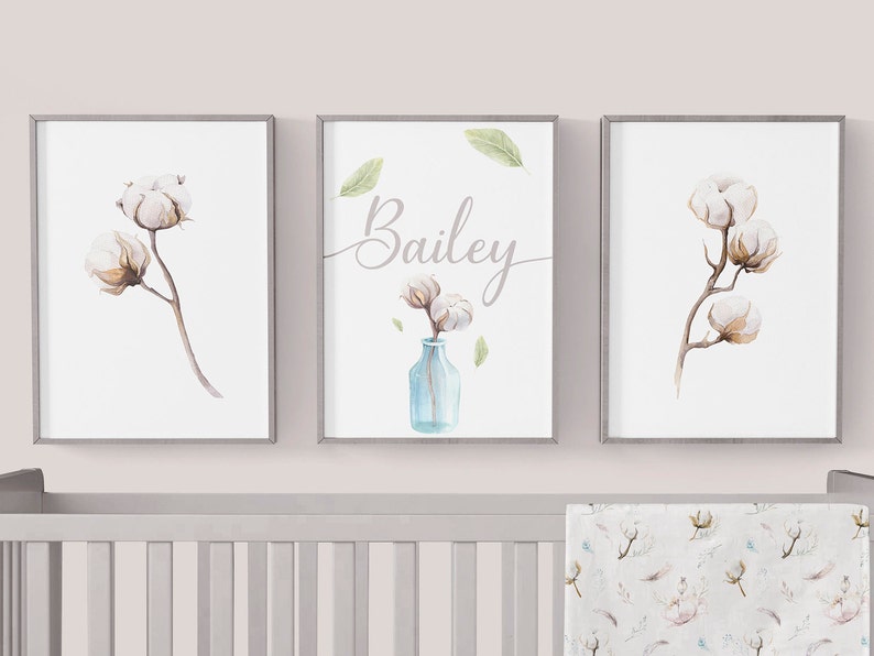 Farmhouse Nursery Crib Bedding Cotton Plant Feathers - Etsy