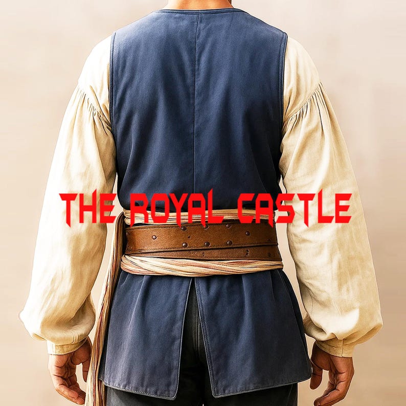 Blue Wool Pirate Vest: Captain Jack Sparrow Style Costume - Etsy