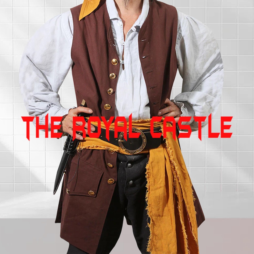 Brown Wool Pirate Vest: Caribbean Sea Wolf Buccaneer Style - Etsy
