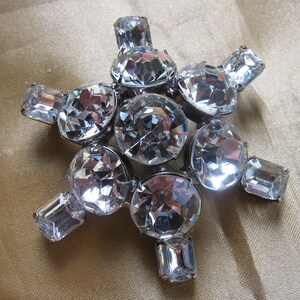 White Rhinestone Starburst Brooch - Etsy