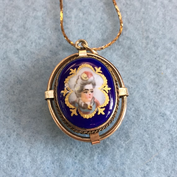 Victorian Enamel Pendant French Champleve Enamel - Gem